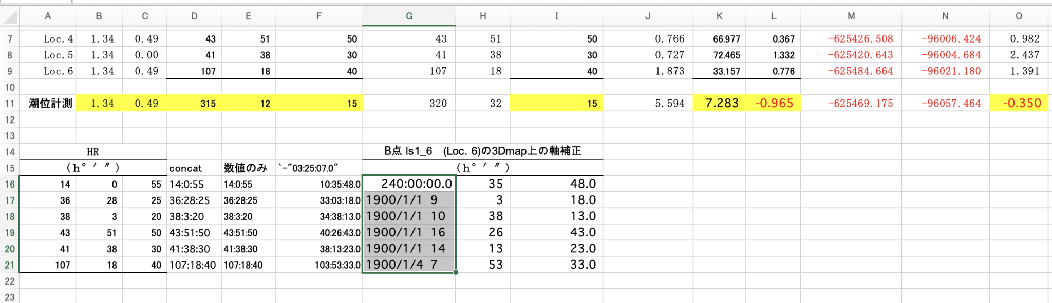 Microsoft Excelで度分秒表示角の差を求める calculating the difference of DMS angles ...